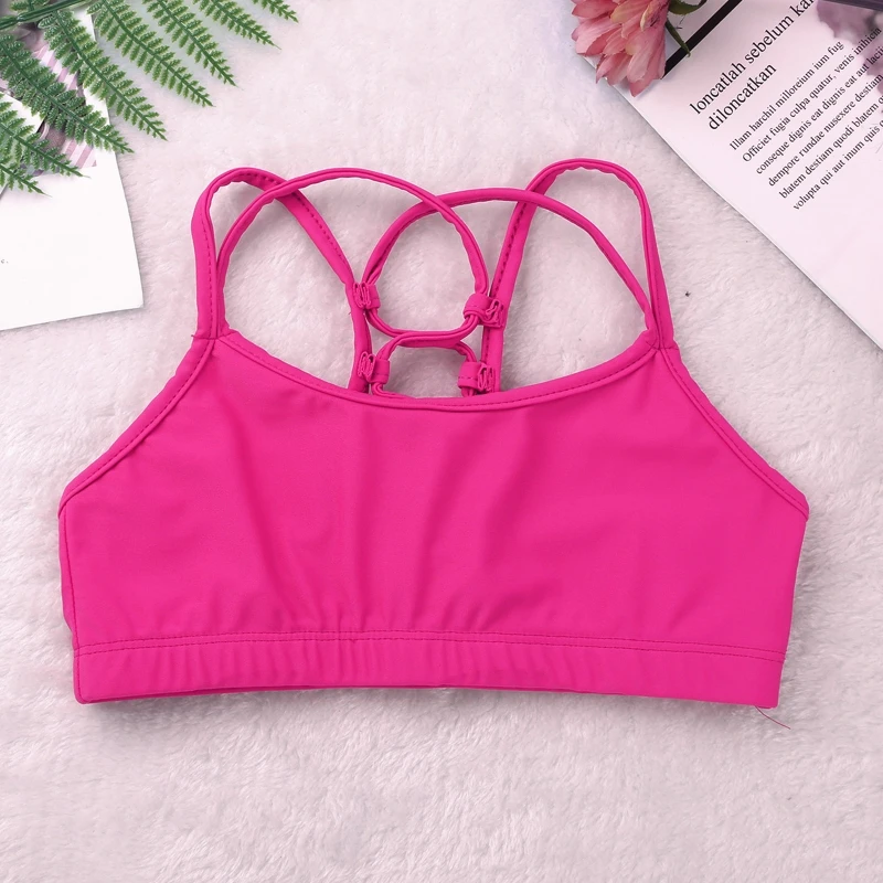 Kids Girls 2pcs Strappy Crop Top With Shorts Dance Wear Athletic ...