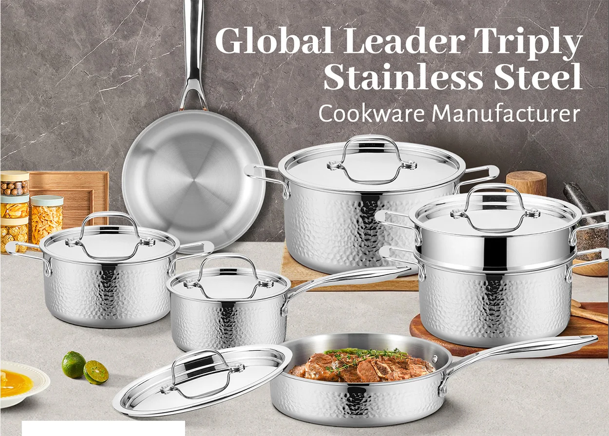 Wholesale 12pcs Luxury Kitchen 304 Triply Stainless Steel Cooking Ware ...