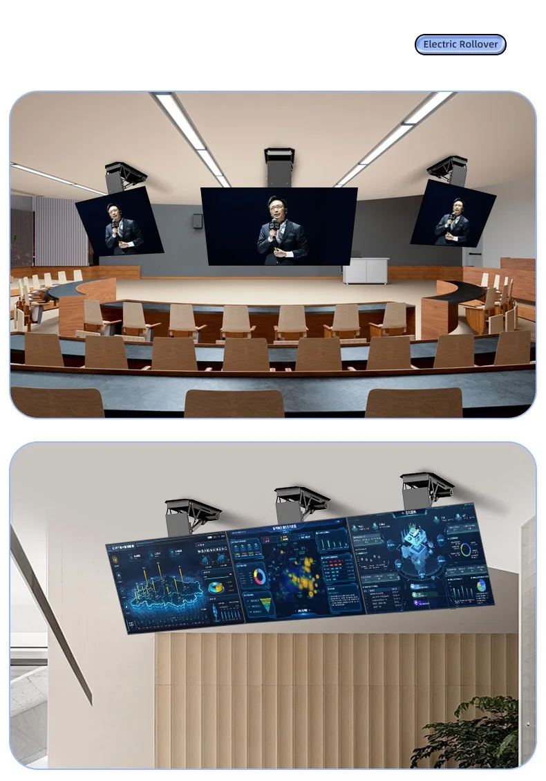 90" Adjustable Remote Control Retractable Motorized Lift Flip Down ...