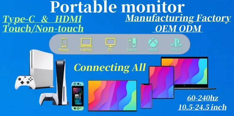 14 Inch IPS Portable Touch Screen Monitor 1080P FHD 1920x1080 Type-C HD ...