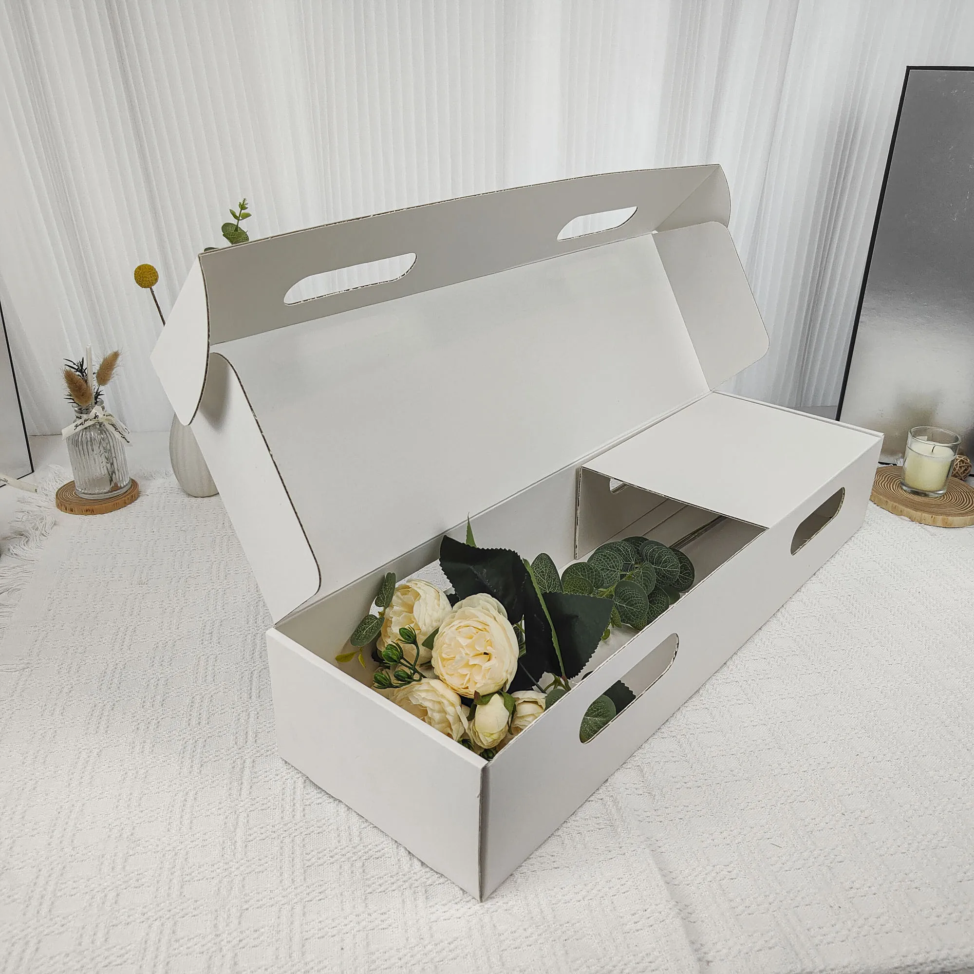 Decorative Preserved Artificial Flower Roses Rectangle Box With Clear ...