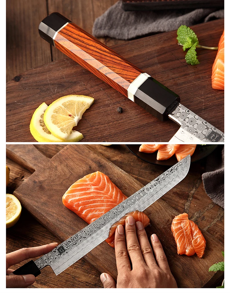 High Carbon Full Damascus Japanese Sushi Knife - Sakimura