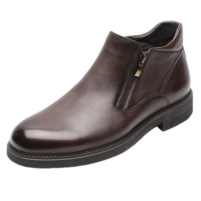 Factory Wholesale Leather Boots For Men With Zipper Formal Side Zipper ...