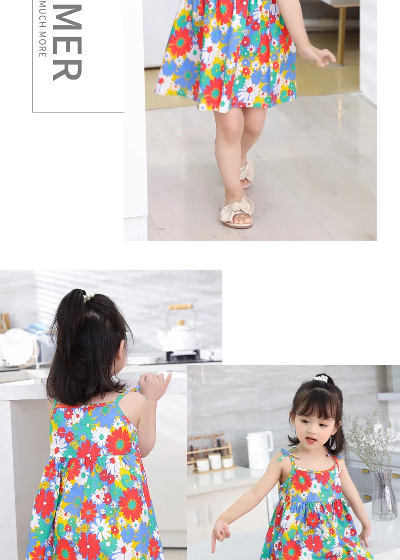 Spaghetti Strap Floral Cute Kids Dresses 4 Year Old Girl Dress 2023 New ...