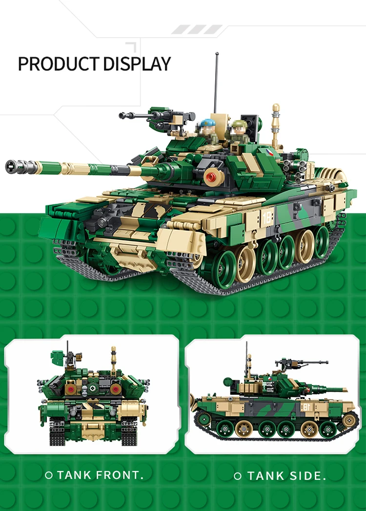 Panlos Military Tank Building Blocks Russian T90 Assemble Model Army ...