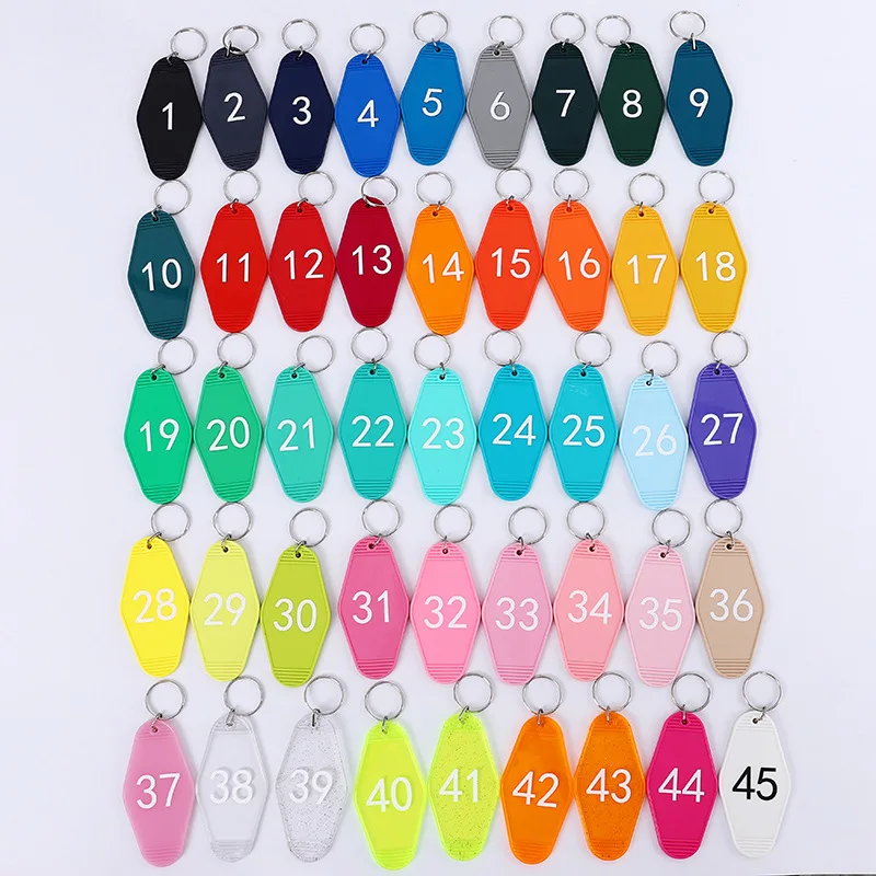 Custom Colorful Abs Hotel Key Chain Plastic Sublimation Motel Keychain ...