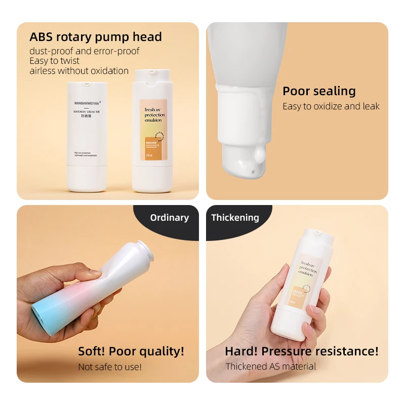 Skin Care Airless Pump Bottle - 25ml Sunscreen Lotion