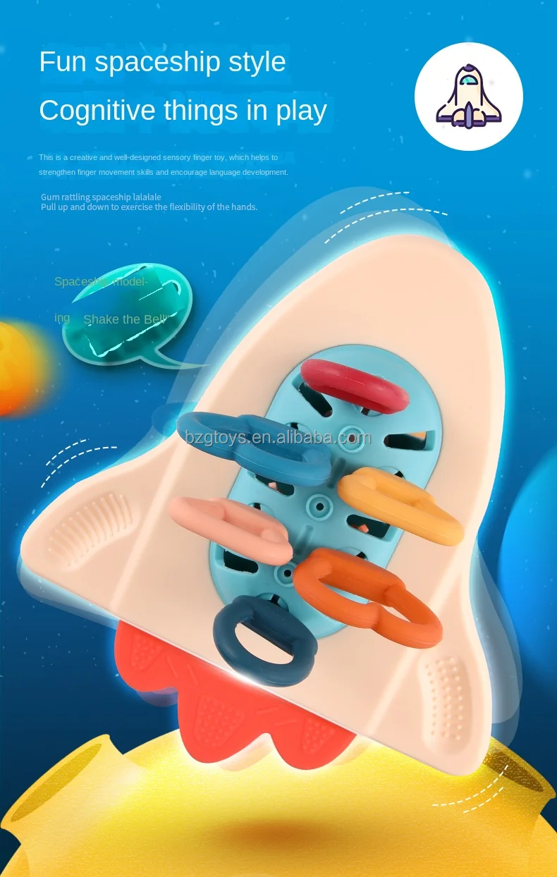 Hot Selling Pull String Sensory Flying Saucer Spacecraft Hand-held Baby ...