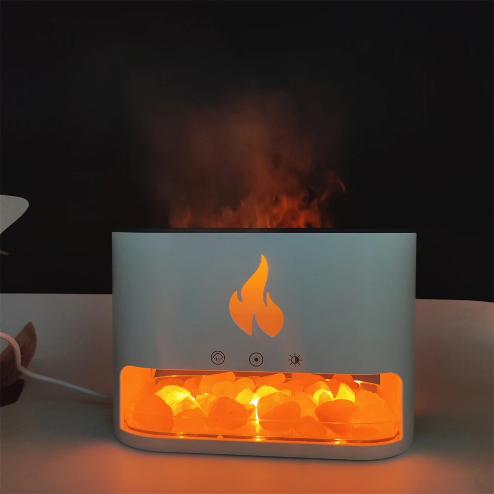 Customized Logo Ultrasonic Flame Aroma Diffuser - Himalayan Salt Lamp