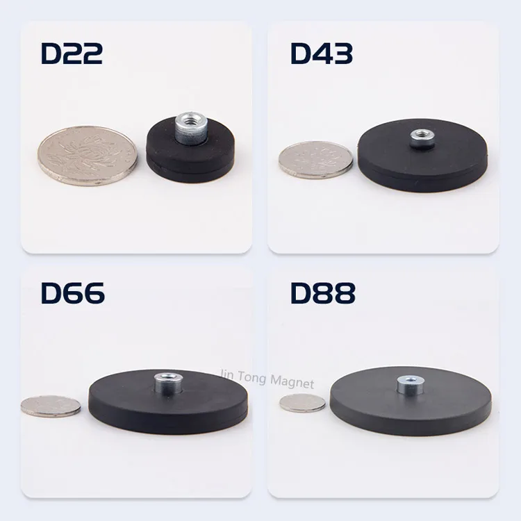 Super Strong Magnetic Mount - Rubber Coated Neodymium Pot Magnet with Screw