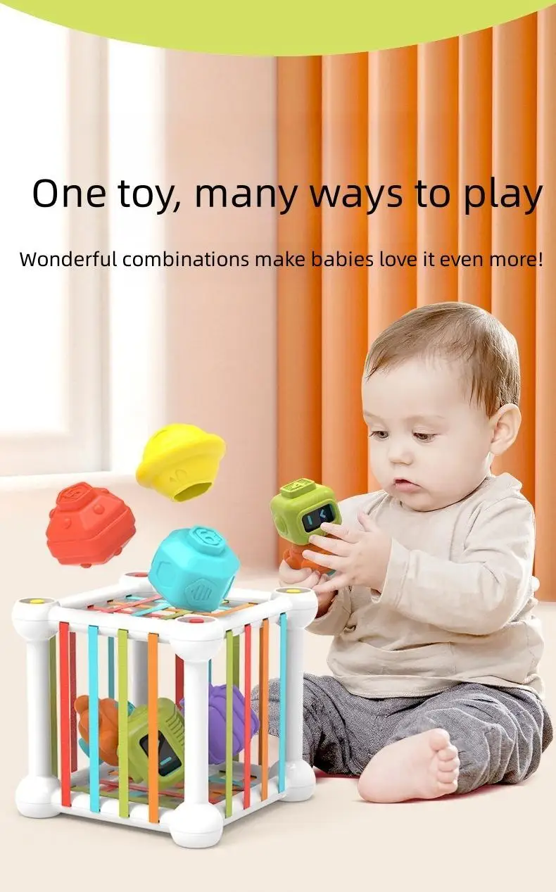 Shape Sorting Baby Toys Baby Sorter Toy Colorful Cube And 6 Pcs Multi ...