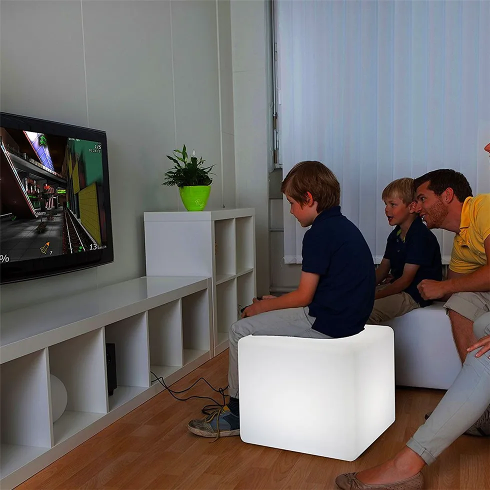Rechargeable Plastic Illuminated Cube Seat for Outdoor