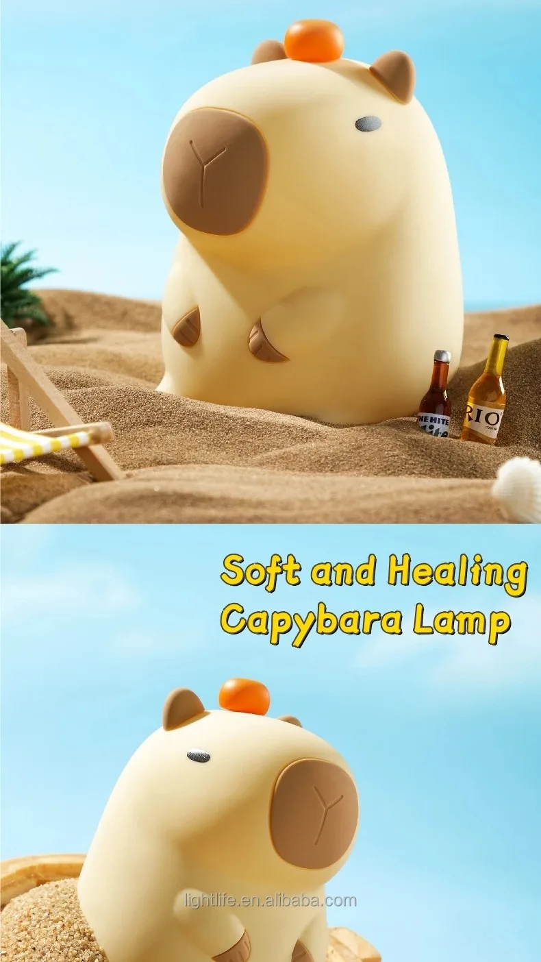 New Creative Rechargeable Capibara Nursery Lamp Led Cartoon Animal ...