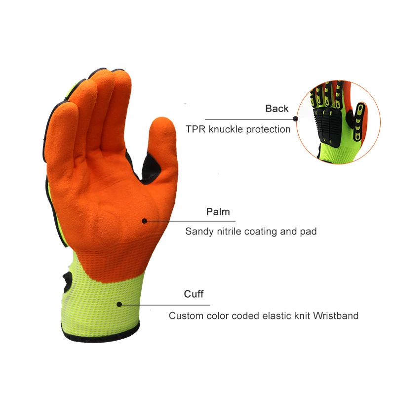 Cheap Fluorescent Color Anti Impact Tpr Gloves Offshore Drilling ...