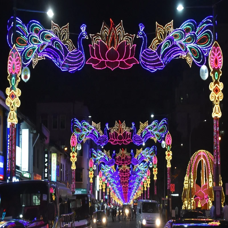 Deepavali LED Light Hanging Street Across Motif Lights Decor