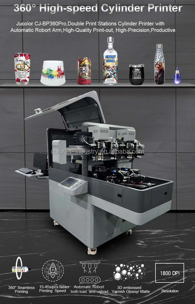 Jucolor Uv Bottle Printer For Full 360 Size Print With High Speed - Buy ...