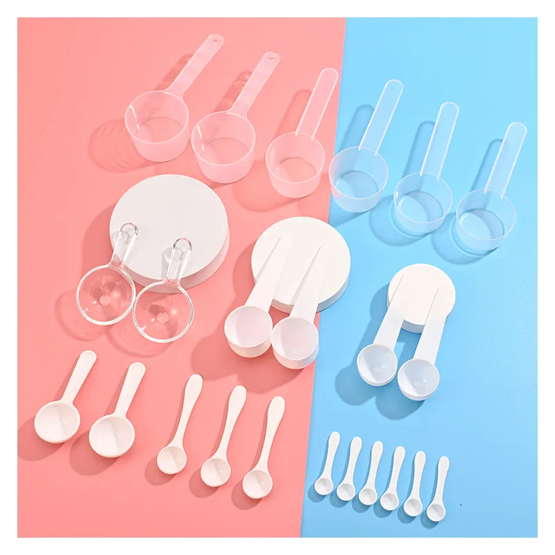 10g Clear Plastic Measuring Scoop Powder Spoon Short Handle Round ...