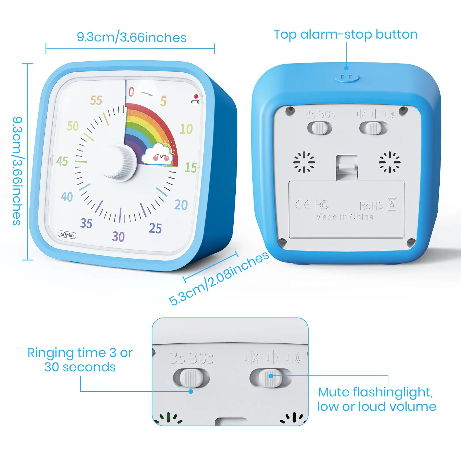 Visual Timer Clock Yunbaoit OEM Child Time Management