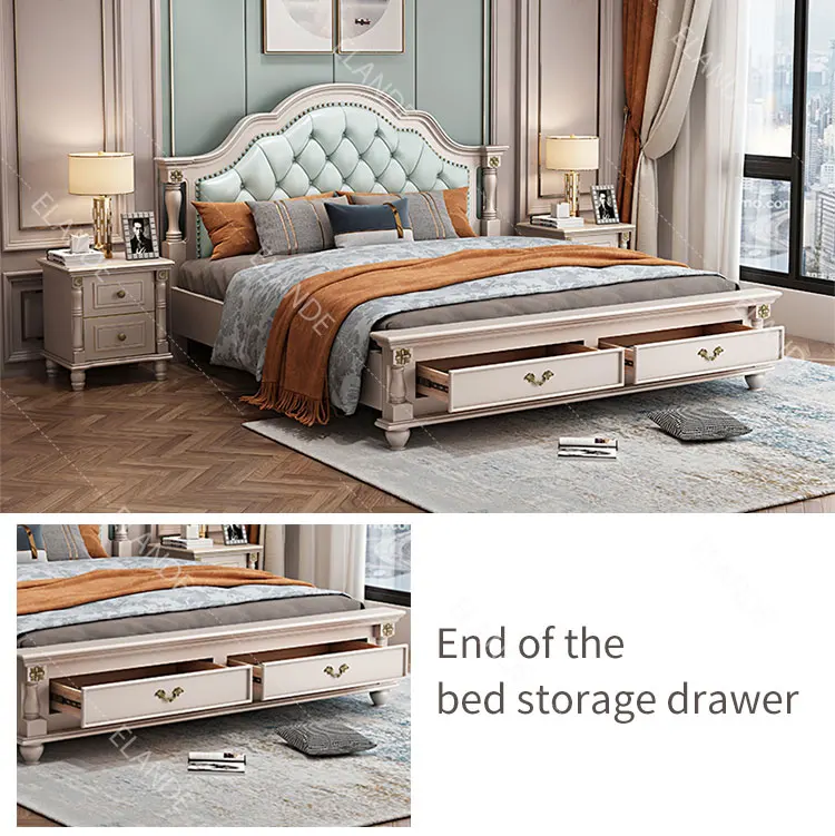 Shop Our American Style Solid Wood Bed, Leather Double Bed