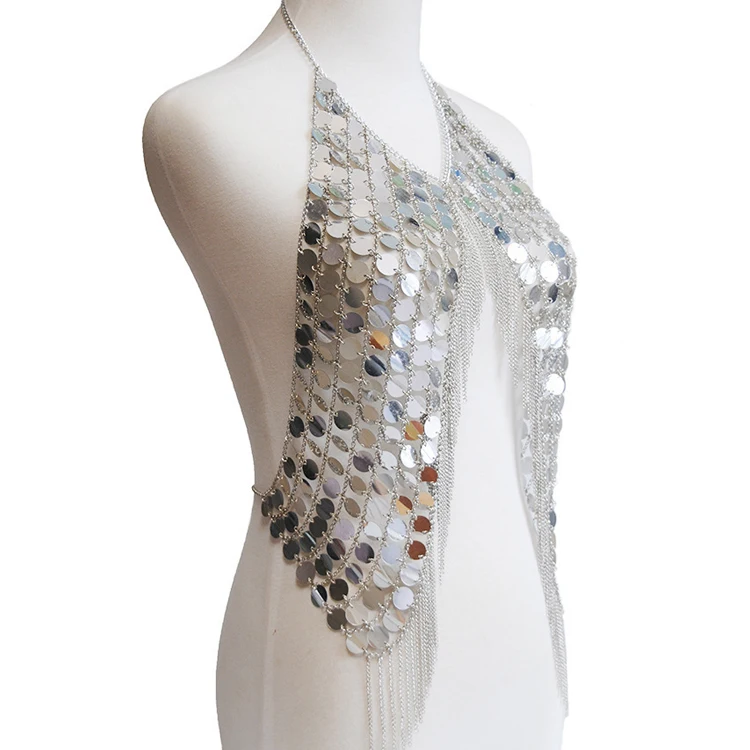 Festive Party Wear - Sparkly Sequin Coin Top Bra Necklace