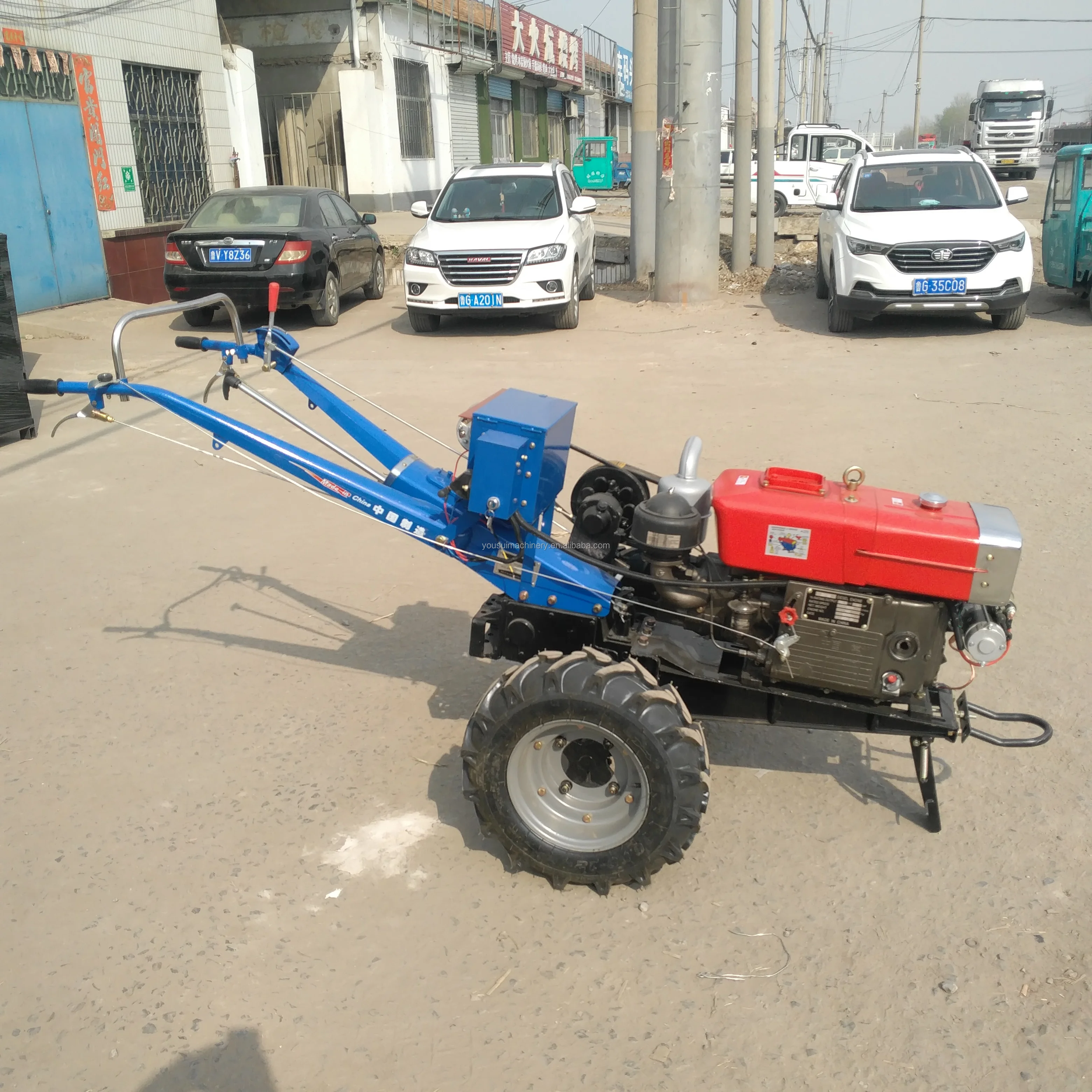 Hand Walking Tractors Two Wheels With Plough Rotavator Corn Wheat ...
