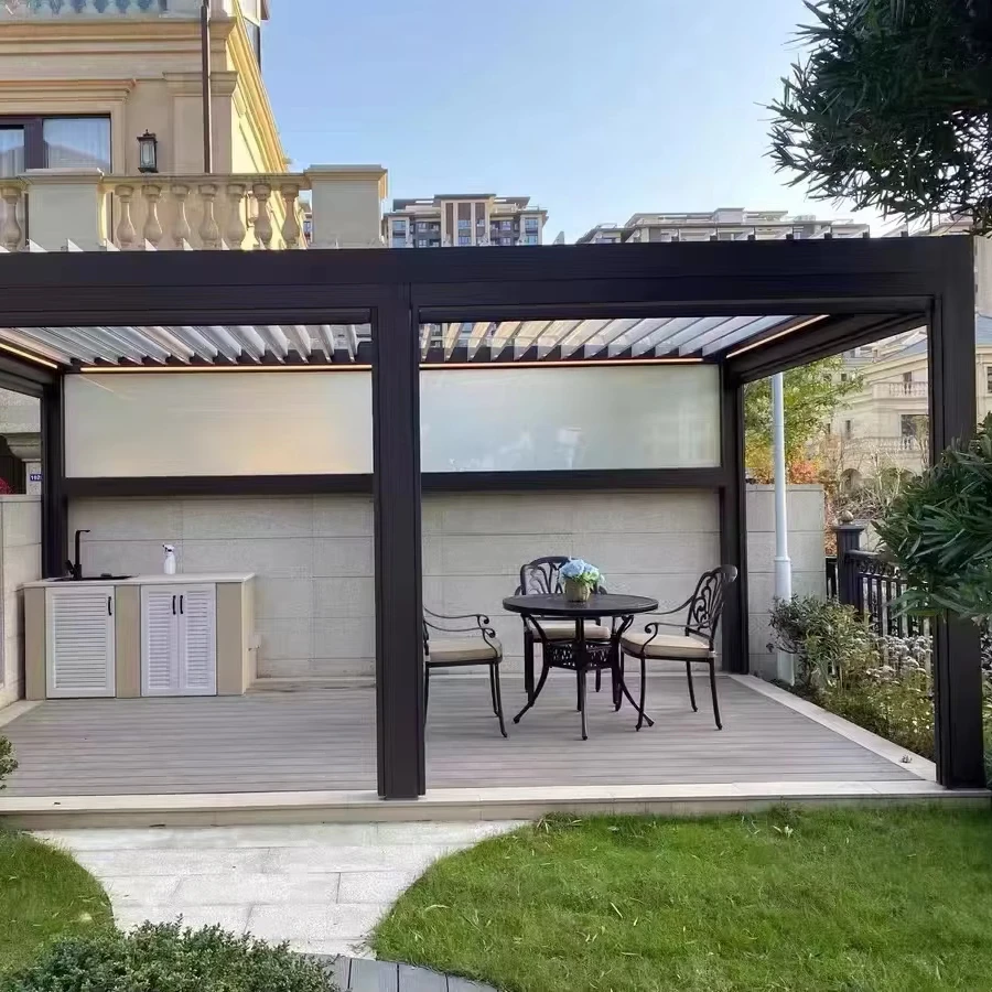 Modern Professional Motorised Rotating Louvres pergola Roof Covers With ...