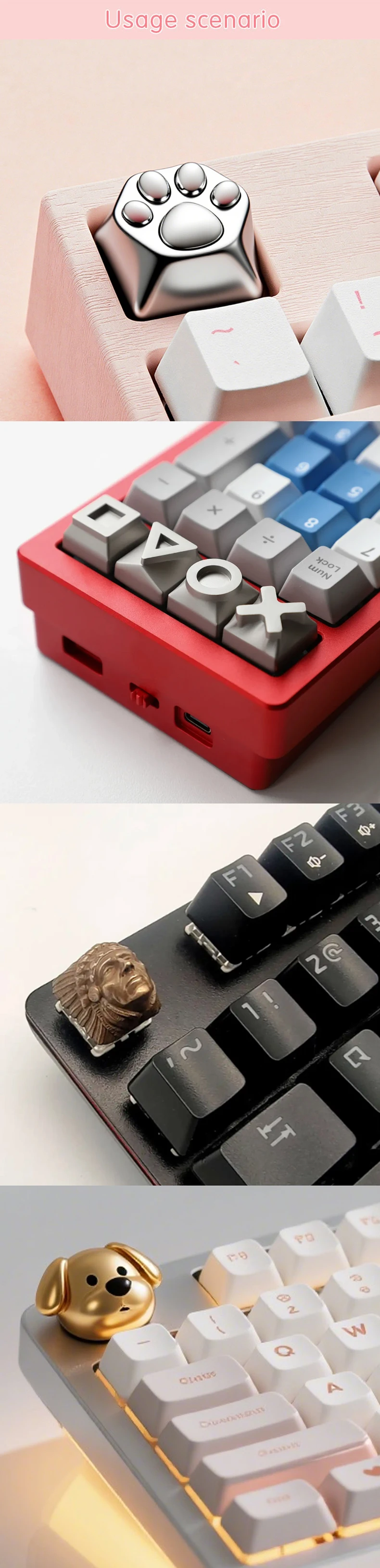 Low Profile Mechanical Keyboard Keycaps MOA Cherry Profile Cute Metal ...