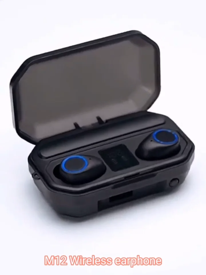 M12 Tws True Wireless Bt Headphones Headset Microphone Led Power ...