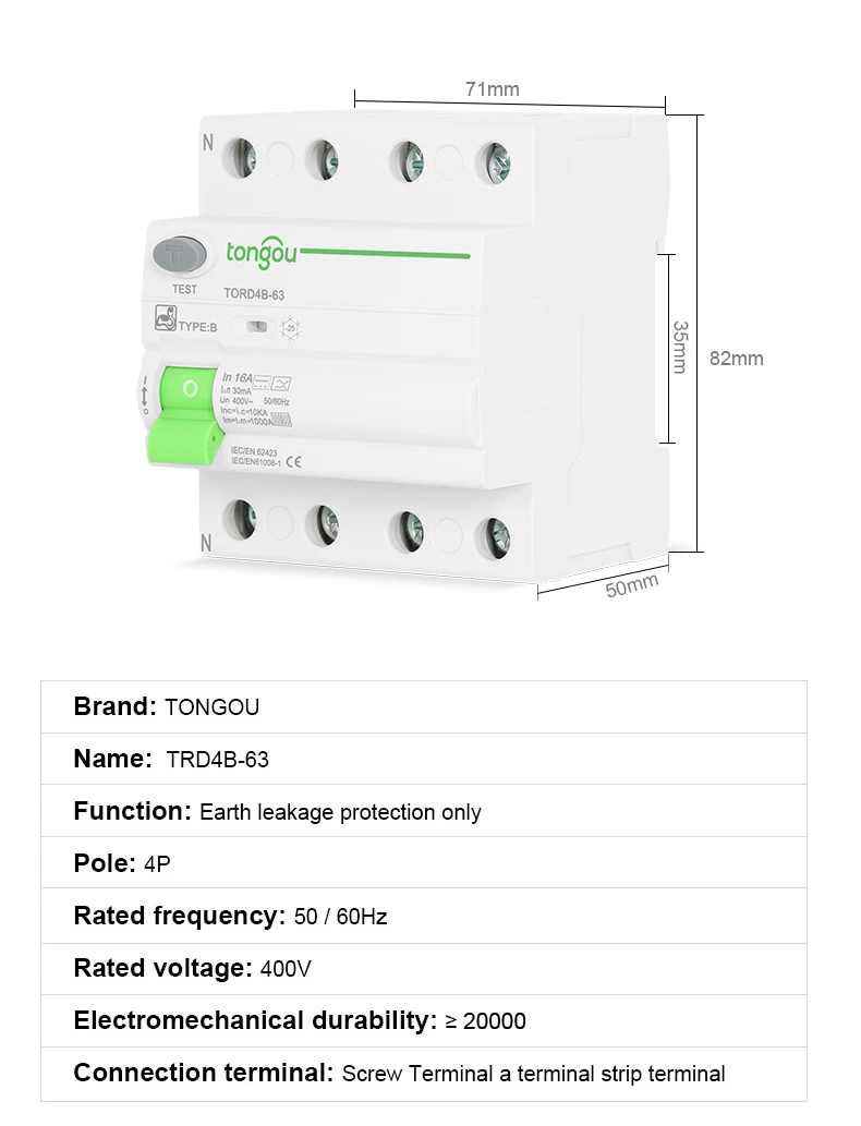 RCCB RCD DC Electric Vehicle EV Charging Pile Residual Current Breaker ...