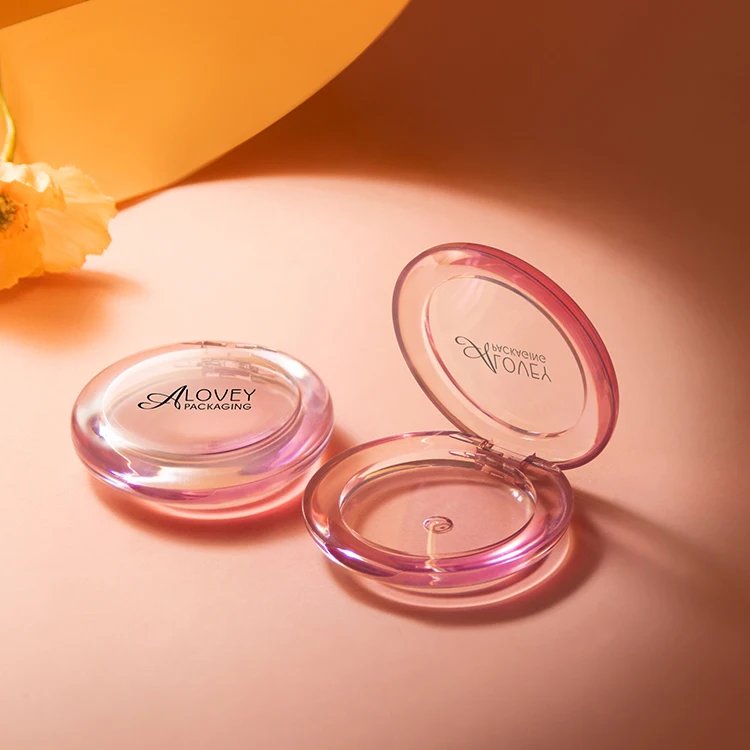 Curved Cap Single Eyeshadow Empty Container Highlighter Case Clear Pink ...