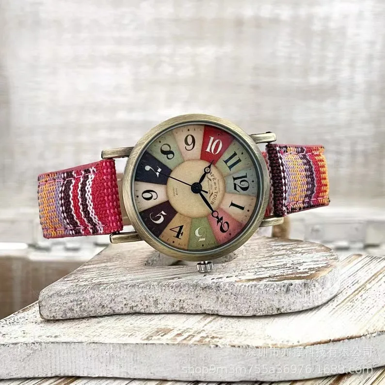 Quirky Boho Hippie Watches - Multi Color Rainbow Pattern