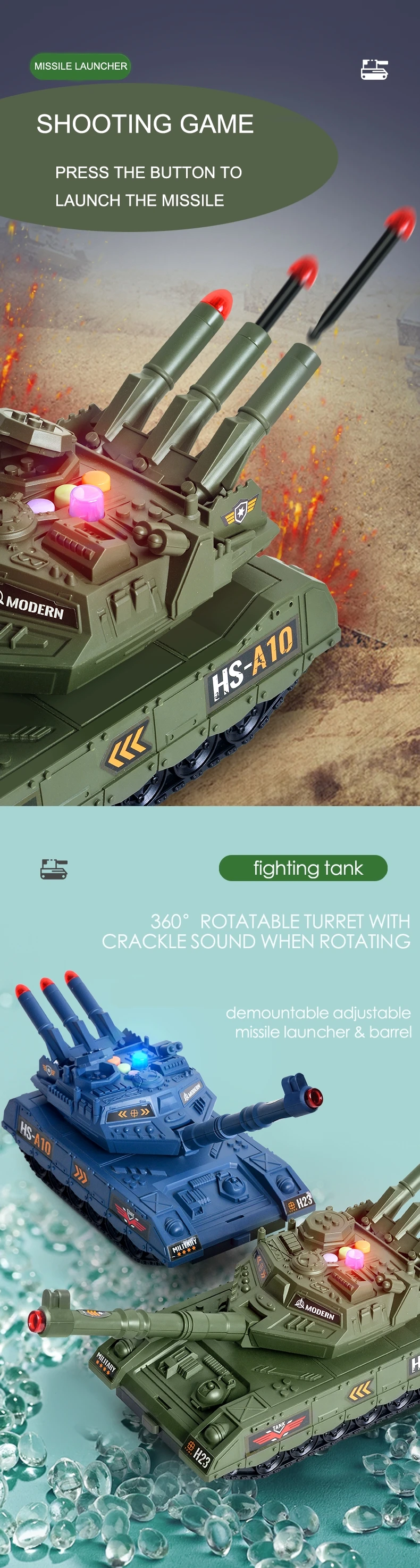 Military Model Morphing Storage Tank Toy Missile Tank
