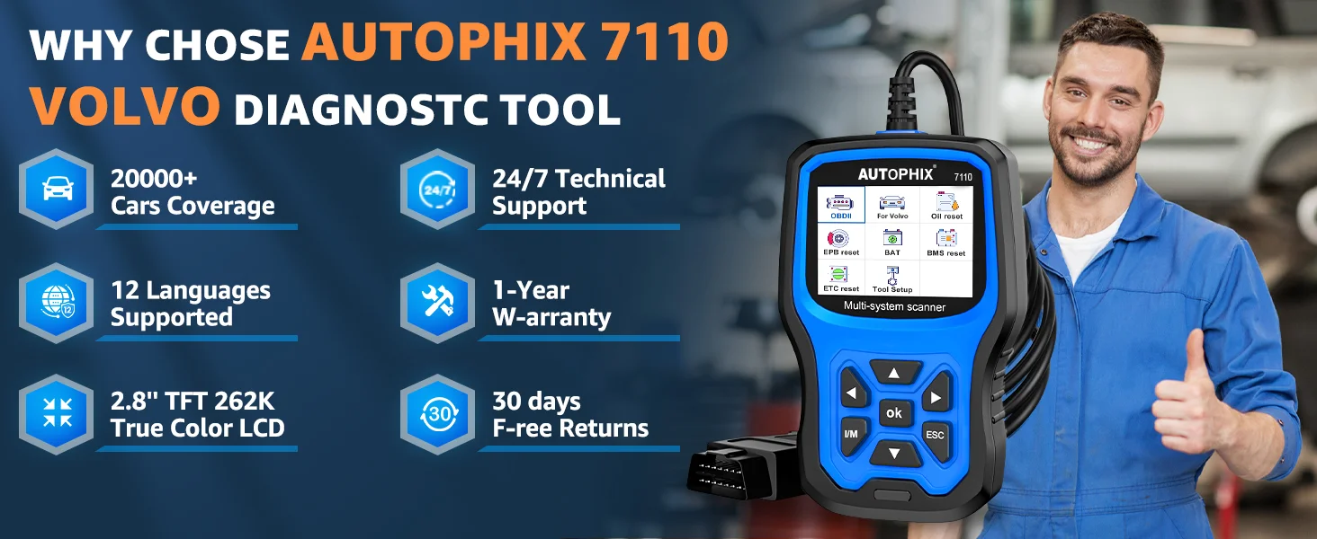 Autophix 2025 7110 Full System Diesel Maintenance Reset Analyzer Volvo ...
