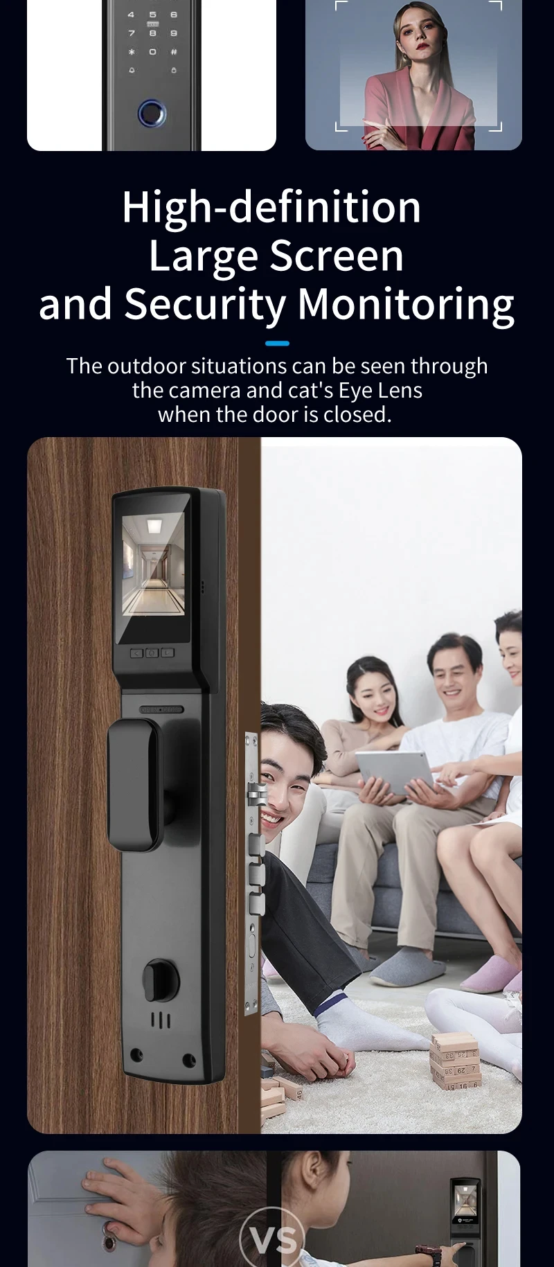 Tuya 3D Face Real-Time Intercom Smart Door Lock Security