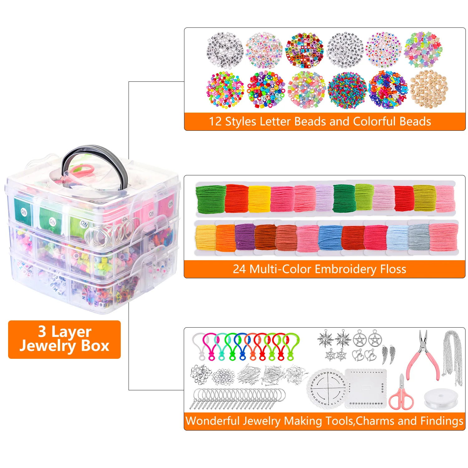 Hot Sale Diy 3 Layers Jewelry Making Kit With Tools Findings Alphabet ...
