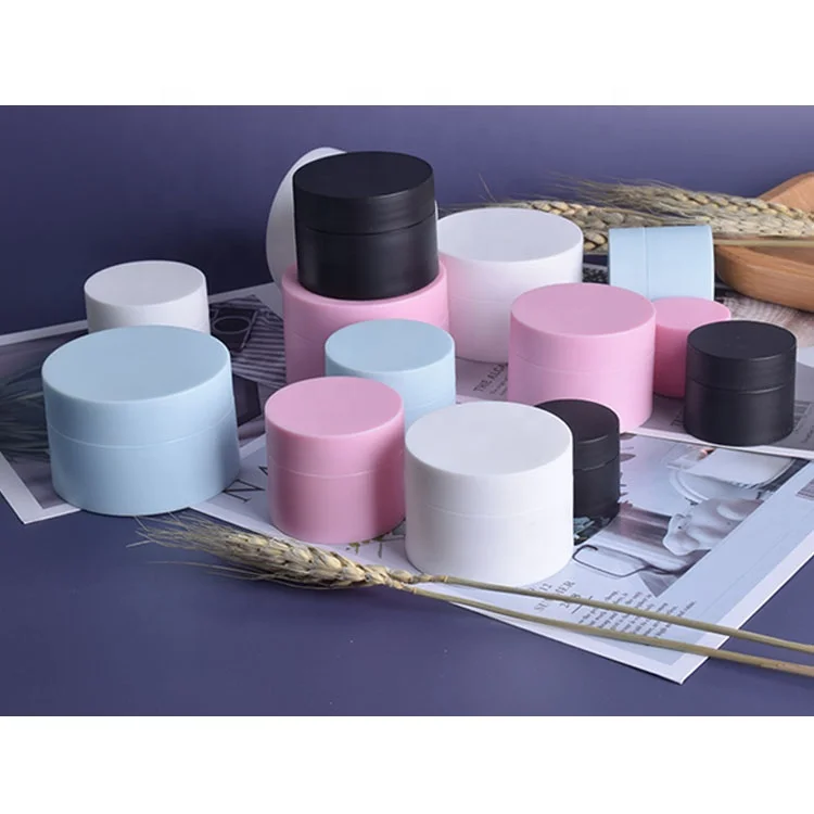 5g 15g 20g 30g 50 G 50ml Double Wall Round Stackable Black Cosmetic ...