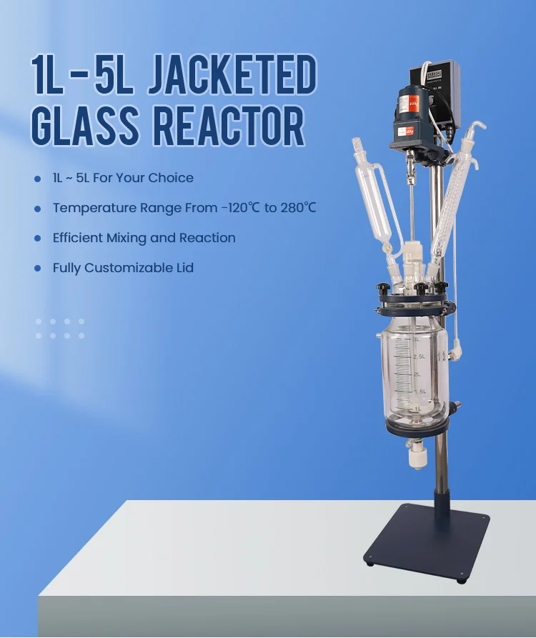 3 L Litre 3l Lab Scale Double Layer Glass Reactor - Buy 3l Double Layer ...
