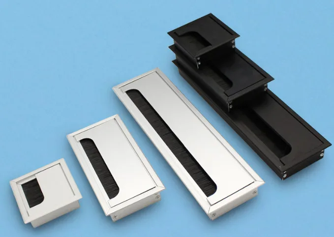 Aluminium Alloy Office Desk Wire Grommet Box Square Metal Desk Cable ...