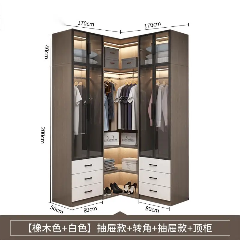 Wooden L Shape Corner INS Bedroom Furniture Cabinet