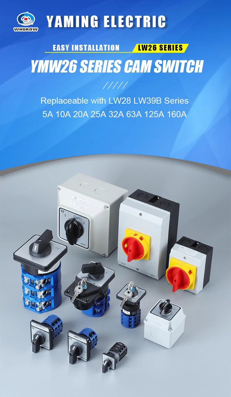 LW26-25/3 Changeover Rotary Cam Switch Three Postiions 660V 25A 3 Poles ...