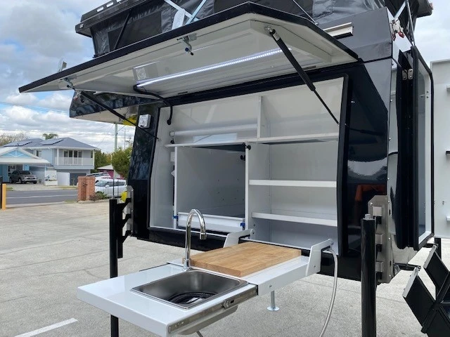 Slide On Camper Trailer Flatbed Pickup Truck Trailer With Rear Kitchen ...