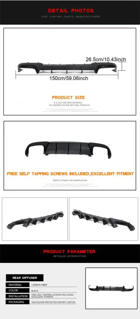 Carbon Fiber W212 Rear Diffuser For Mercedes Benz E Class E63 Amg Sedan ...