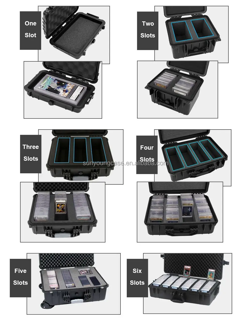2 Row Customized Aluminum Graded Card Trading Storage Case Box Display ...