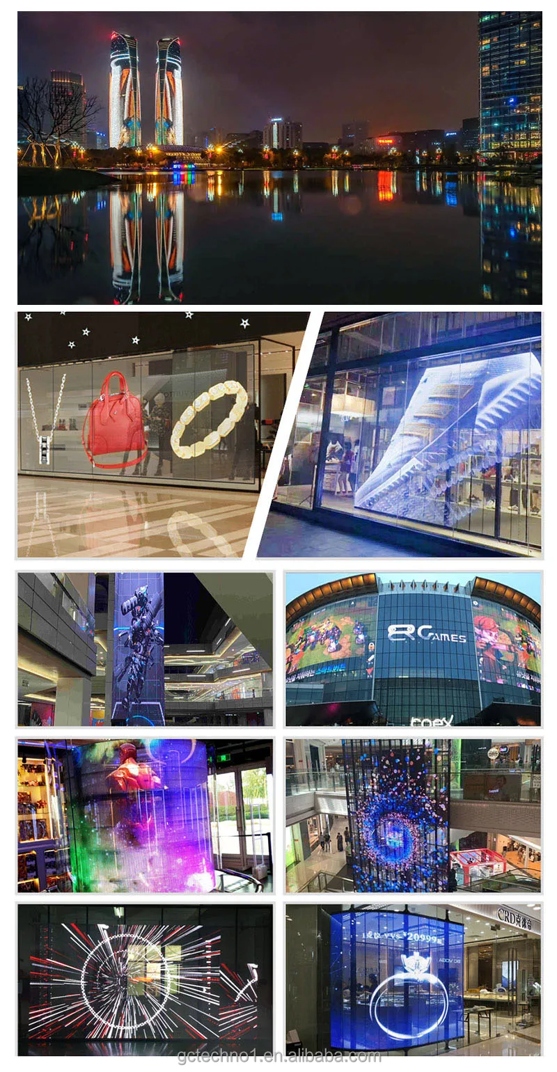 Transparent Led Screen Display Store Glass Adhesive Wall Indoor Transparent Flexible Film Led ...