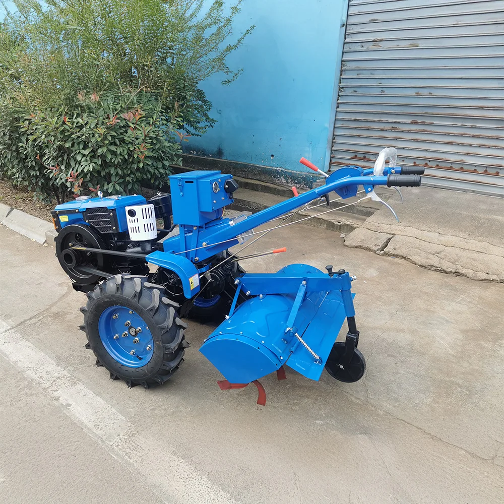 12hp Walking Tractor with Plough and Rotary Tiller Garden Walking ...