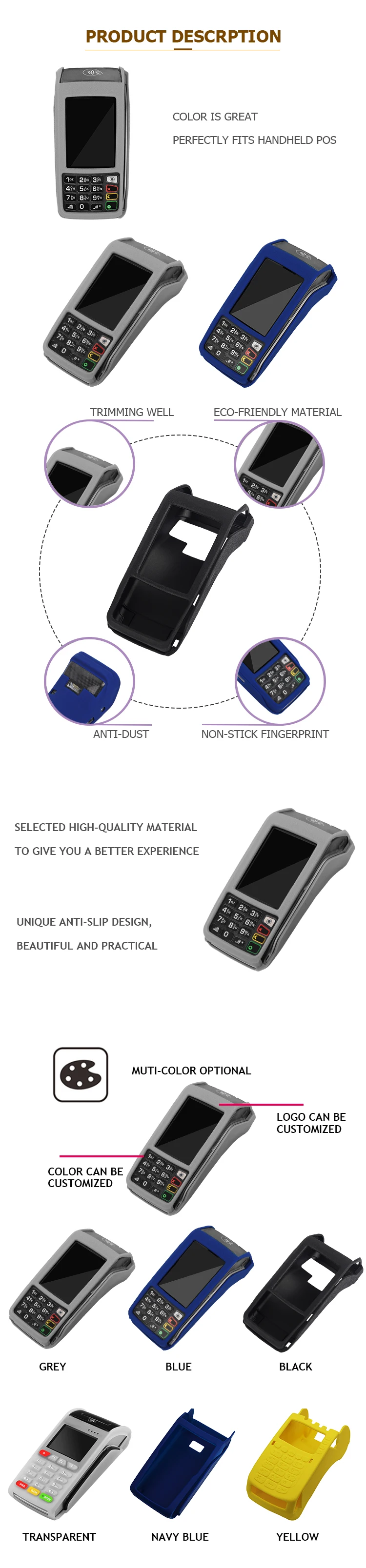 Multi Model Rubber Silicone POS Terminal Case for Ingenico
