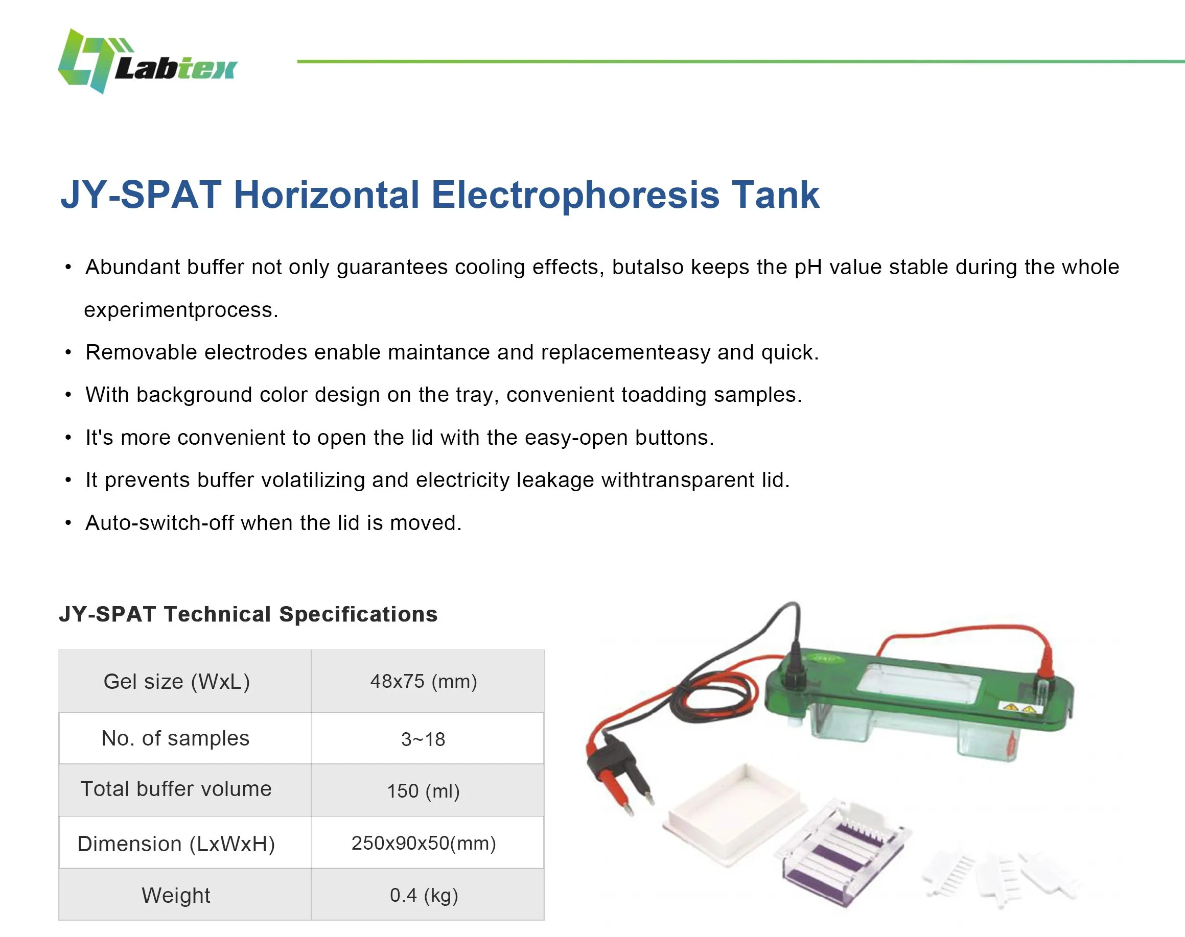 LABTEX Gel Horizontal Electrophoresis Tank for Science Research