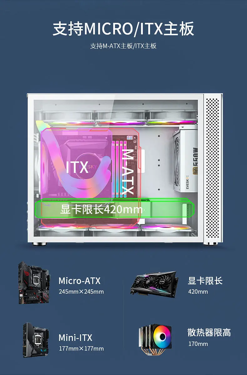 Aluminum Micro Atx Case Matx Desktop Chassis Gaming Pc Case With Diy ...