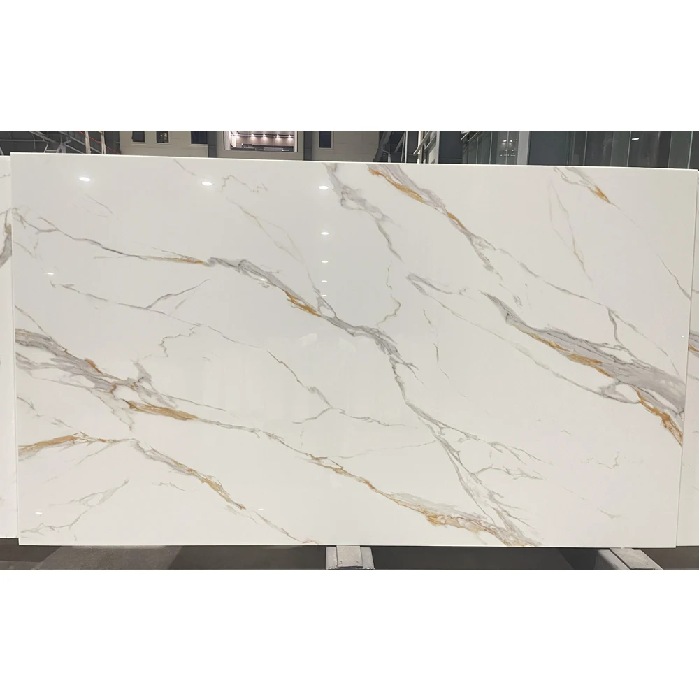 Modern Calacatta Gold White Nano Crystallized Glass Stone Slab for ...