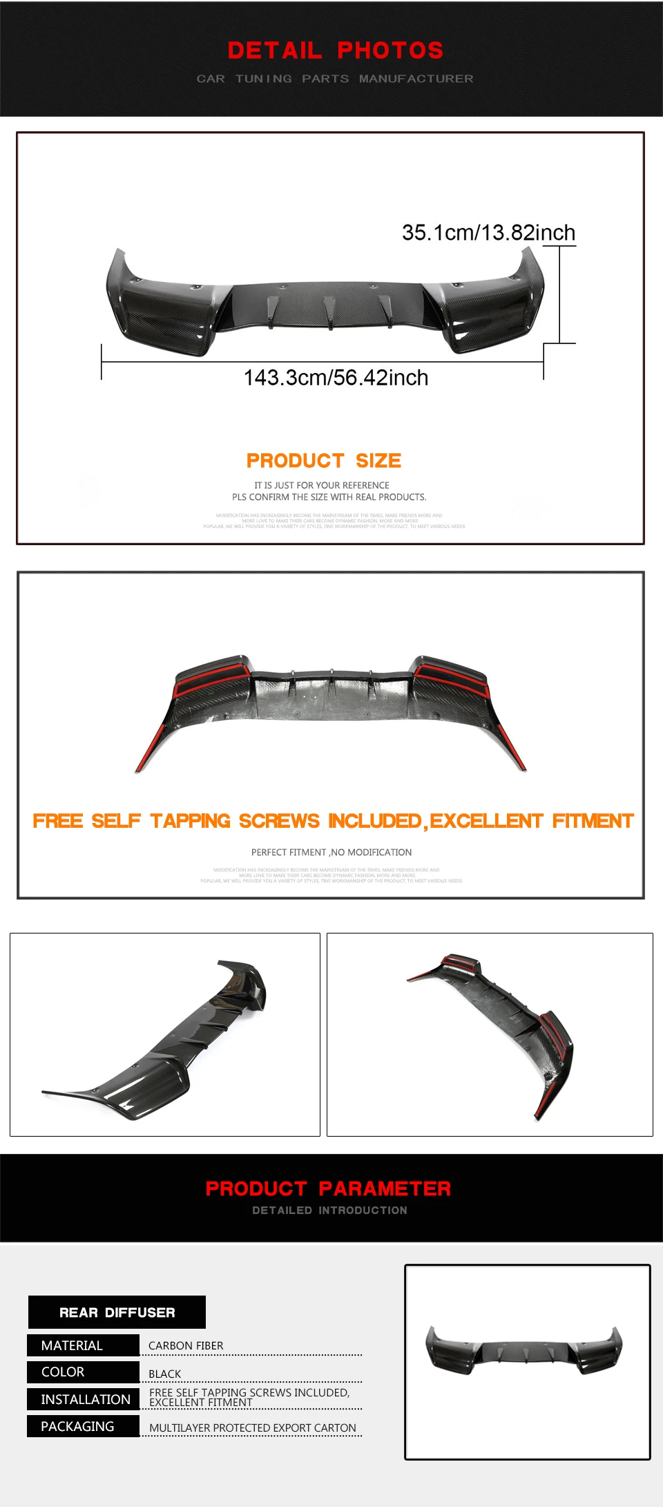 Dry Carbon Fiber Rear Bumper Diffuser For Tesla Model Y Mayor Sport ...